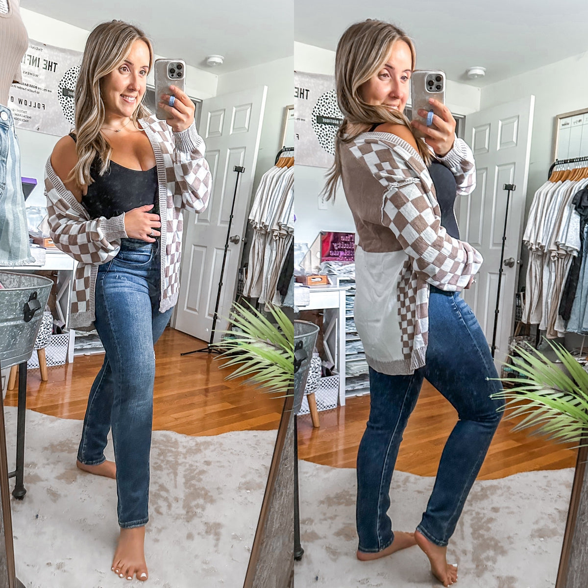 Fly High Mocha Checkered Cardigan – The Infinity Boutique By Kait