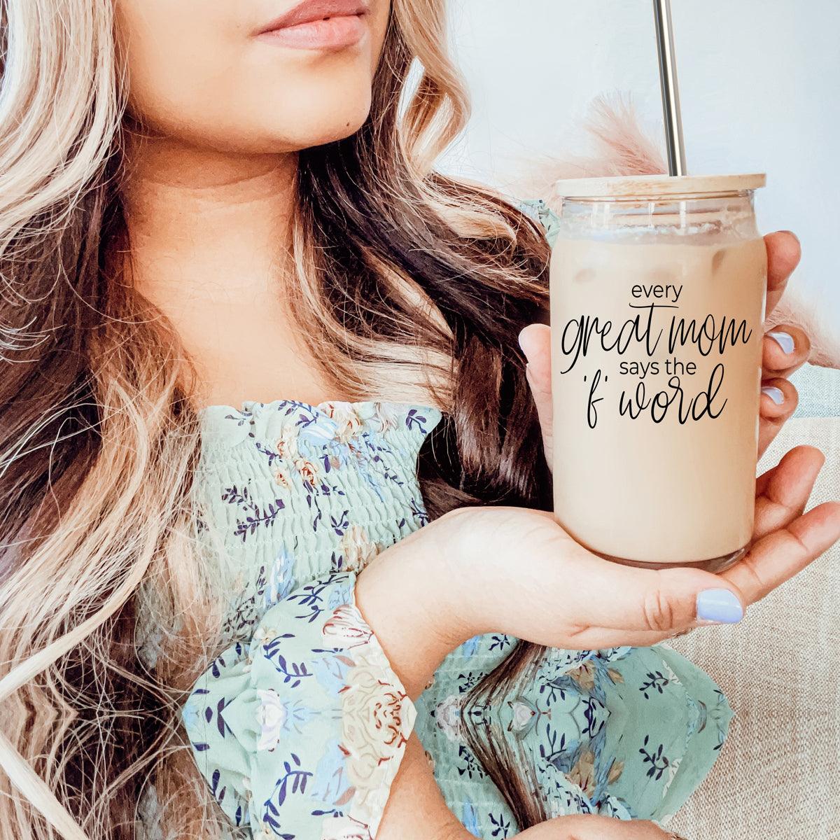 Every Great Mom Glass Tumbler Cup With Bamboo Lid – The Infinity ...