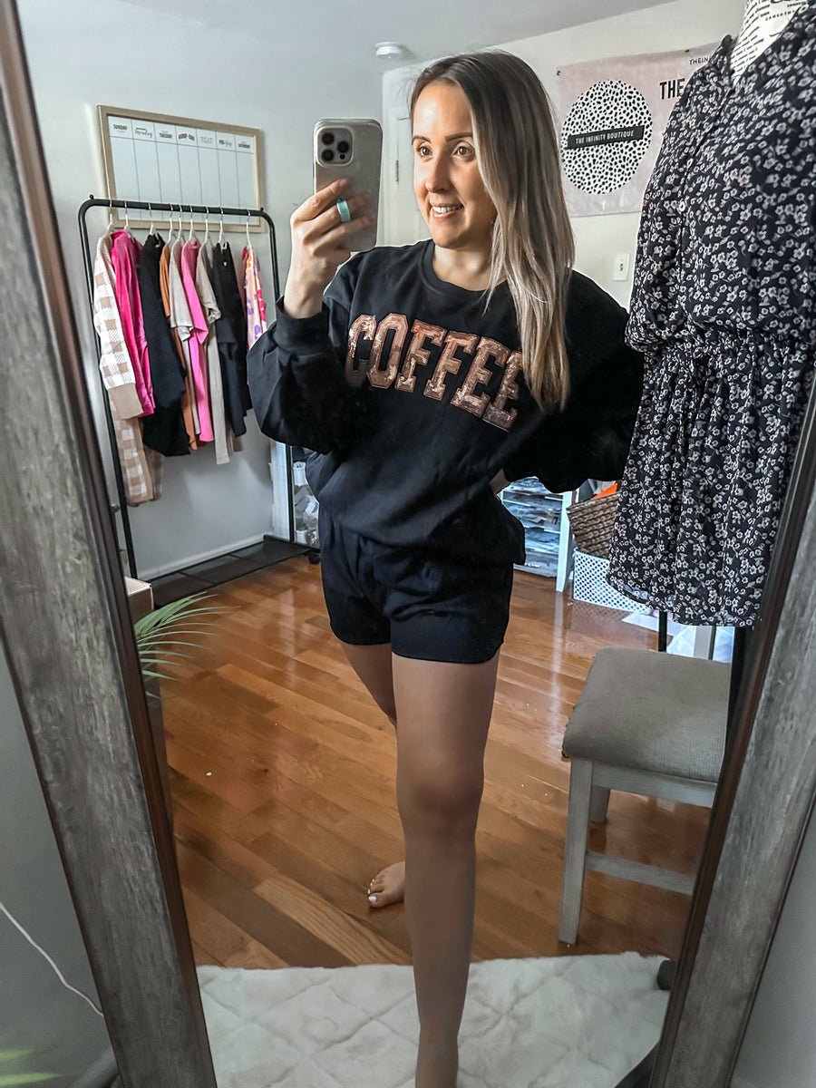 The Barista Black Coffee Sequined Lounge Set – The Infinity Boutique By ...