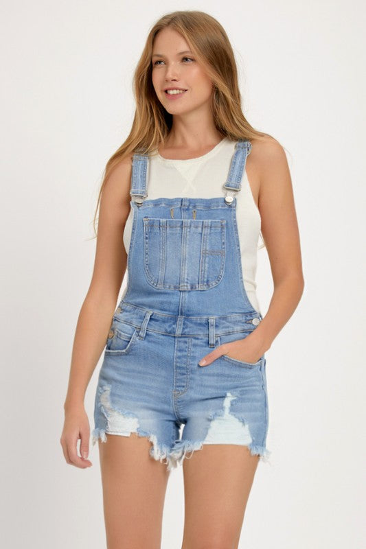 Now Or Later Risen Denim Short Overalls – The Infinity Boutique By Kait